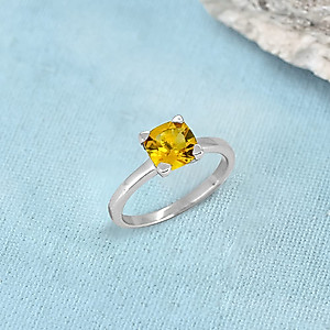 YoTreasure 1.82 Ct. Natural Healing Crystal Citrine Solid 925 Sterling Silver Ring Jewelry