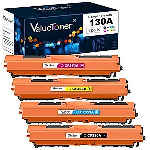 Valuetoner Remanufactured Toner Cartridge Replacement for HP 130A CF350A CF351A CF352A CF353A for Pro Color MFP M177fw M176n M177 M176 Printer (1 Black, 1 Cyan, 1 Magenta, 1 Yellow, 4 Pack)