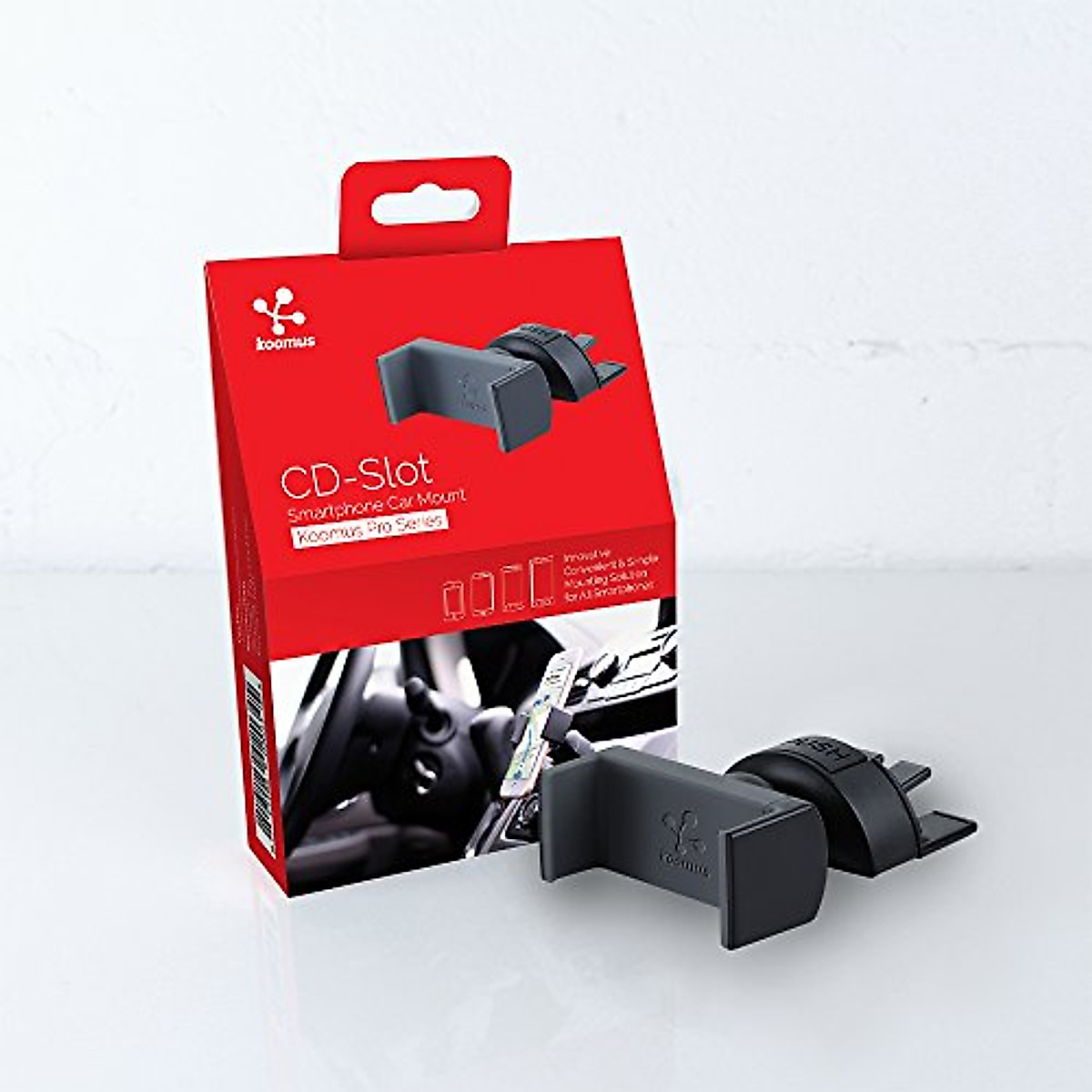 Koomus Pro CD Slot Car Mount Holder Cradle for All Smartphones - Black