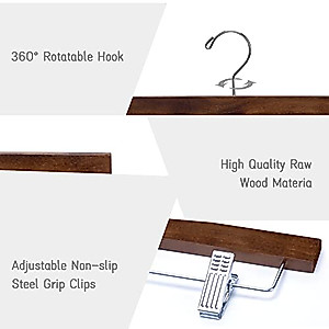 Nature Smile Wooden Pants Skirt Trousers Hangers with Clips (10Pcs Retro)