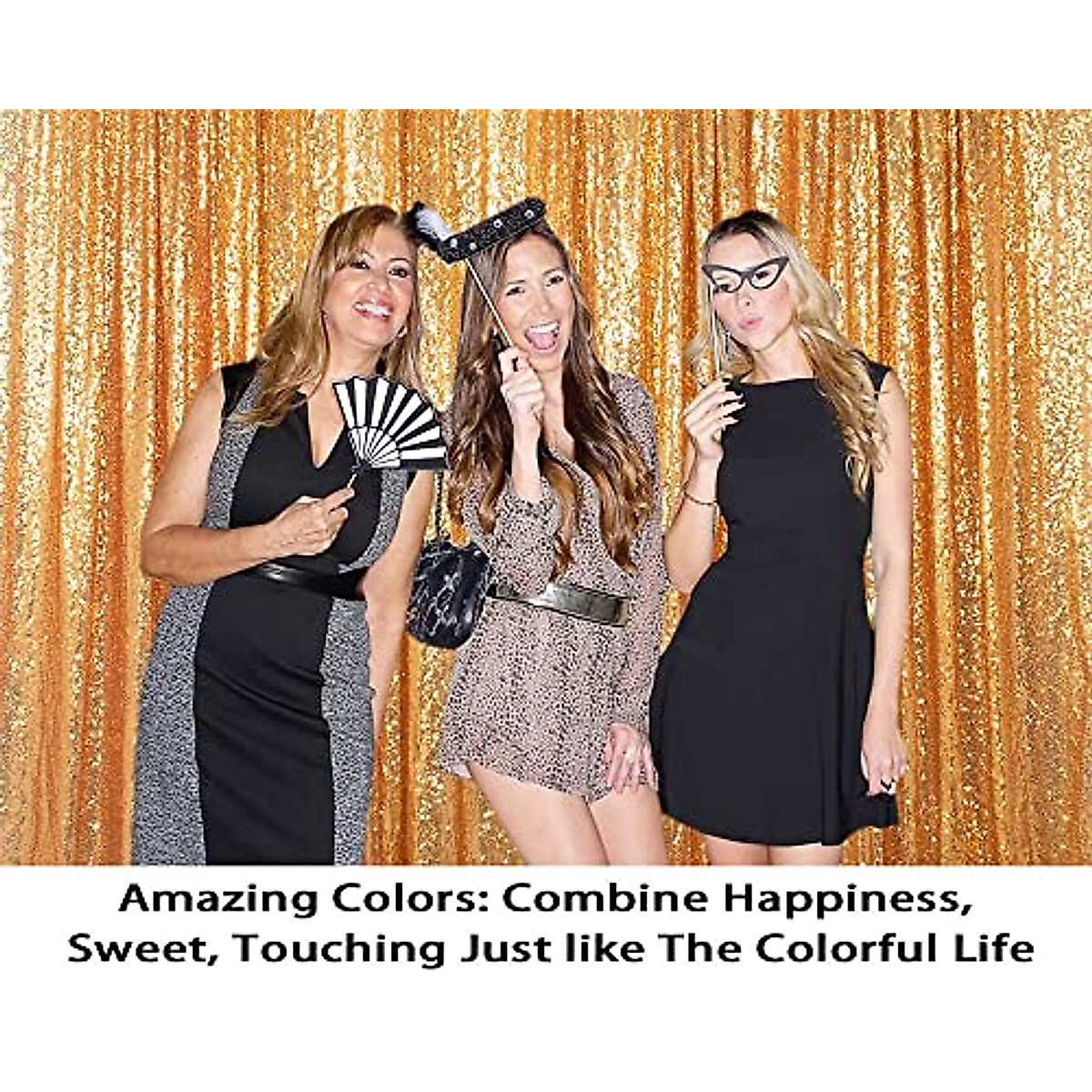 Sequin Backdrop 8x8ft Sequin Curtain Backdrop Gold Sequin Curtains Panel Wedding Backdrop Curtains Glitter Backdrops for Photography (8FTx8FT, Gold)