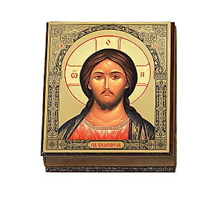 Needzo Jesus Christ Rosary Box Prayer Bead Jewelry Wooden Russian Icon Box, Keepsake Religious Gift 5 Inch