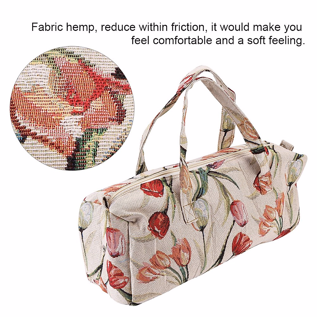 Knitting Bag, Household Fabric Knitting Yarn Storage Bag Tote Organizer for Sewing Tools and Accessories Storage (# 2) (Red Flower)