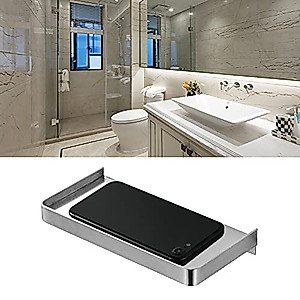 Stainless Steel Bathroom Phone Rack Holder Wall Mounted Phone Towel Storage Shelf Toilet Bathroom Supplies 185x90mm(Brushed Finish)