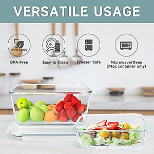 KOMUEE 9 Packs Glass Meal Prep Containers 1&2&3 Compartments,Glass Food Storage Containers with Airtight Lids，Glass Lunch Containers,Glass Bento Boxes,BPA Free,Gray