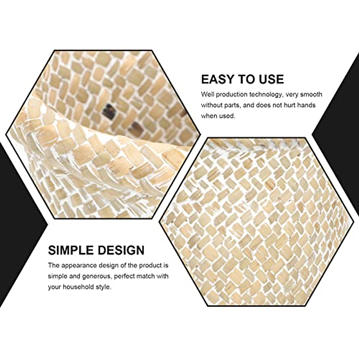 Zerodeko Woven Hamper 2pcs Rattan Trash Can Woven Water Hyacinth Wicker Waste Basket Garbage Container Bin Plant Pot Laundry Basket for Bathroom Kitchen Woven Baskets