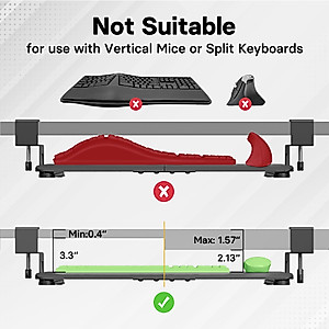 BONTEC Keyboard Tray Under Desk, Pull Out Keyboard & Mouse Tray with C Clamp, 25.6“(30” Including Clamps) x 11.8“ Steady Slide-Out Computer Drawer for Typing, Perfect for Home or Office