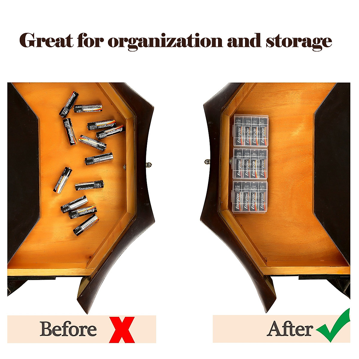 Whizzotech AA/AAA Cell Battery Storage Case/Holder with Charge Reminder Markings Clear Color (6 Pack)