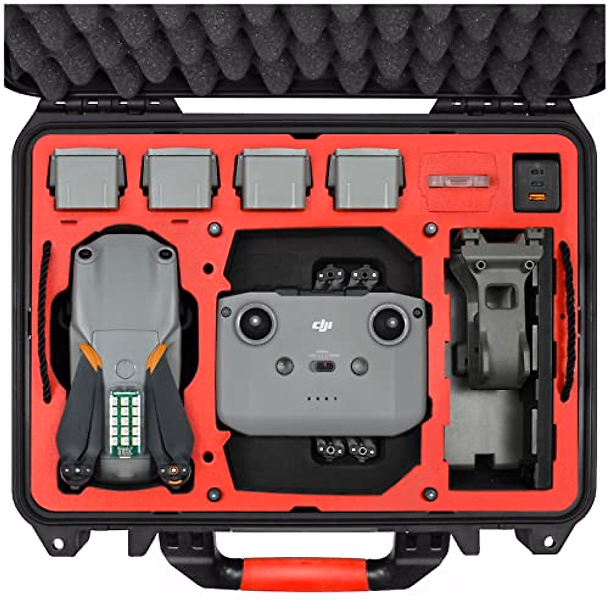SYMIK P380-MA2DL-V3 Dual Layer Waterproof Hard Carrying Case for DJI Air 2S / Mavic Air 2 Drone/Fly More Combo w/DJI RC/RC Pro/Smart or RC-N1 Standard Controller, Landing Pad, iPad, Accessories