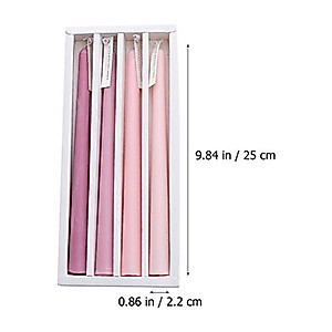 VALICLUD 4pcs Taper Candles Long Pole Scented Candle Smokeless Long Burning Dripless Candles for Wedding Christmas Table Fireplace Mantle Decorations Pink