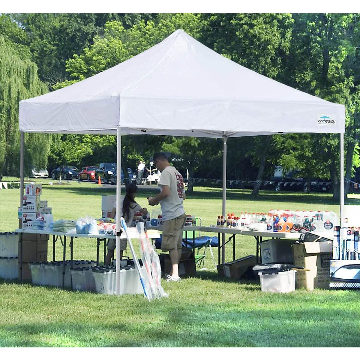 Ontheway 10'x10' Ez Pop-up Canopy Tent Commercial Instant Canopies with Roller Bag and 4 SandBags (White)