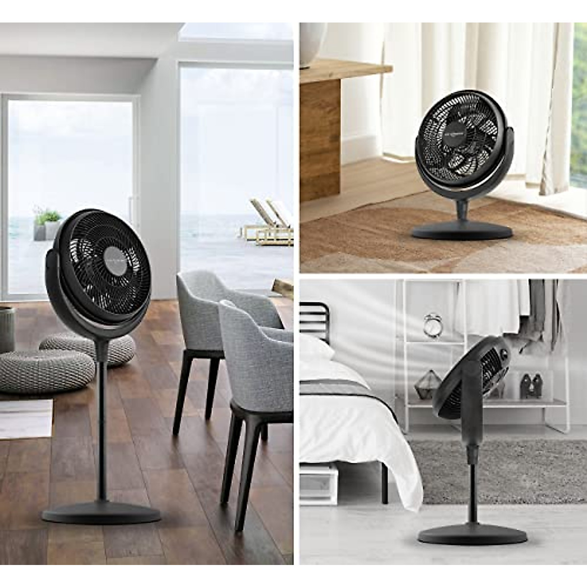 Air Monster 12 Inch Power Stand Fan and Floor Fan, Room Fan, Turbo fan, Air Circulator Fan, 3 Speed Settings, High Velocity, Adjustable Tilt, Black
