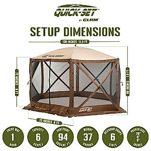 CLAM Pop Up Screen Tent, Outdoor Camping Gazebo Canopy, Escape, 11.5', Brown