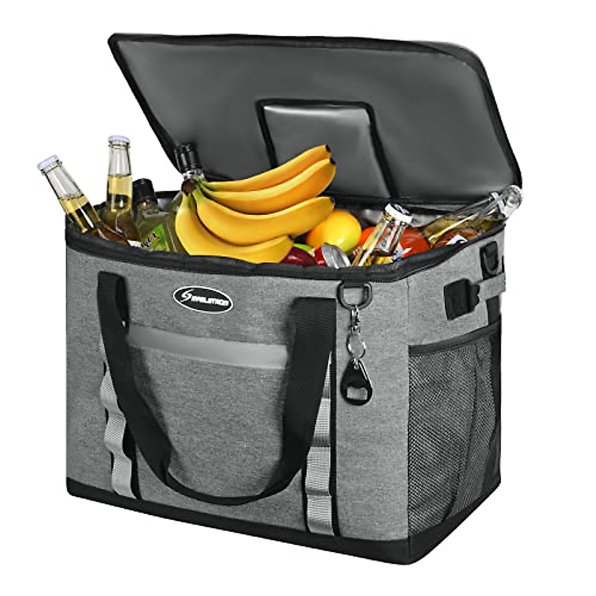 Maelstrom Collapsible Soft Sided Cooler - 75 Cans Extra Large Lunch Cooler Bag Insulated Leakproof Camping Cooler, Portable for Grocery Shopping, Camping, Tailgating and Road Trips，Grey