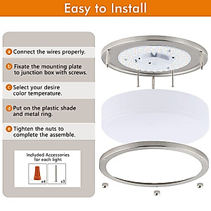 2-Pack 10Inch 30W Flush Mount LED Ceiling Light Fixtures, Ultra Bright 3200LM Dimmable 5CCT 2700K 3000K 4000K 5000K 6500K Ceiling Lights, Ceiling Lamps for Kitchen Bedroom Bathroom Stairwell, Nickel