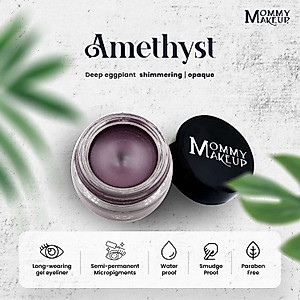 Mommy Makeup Waterproof Stay Put Gel Eyeliner Pot with Semi Permanent Micropigments - Long Lasting, Highly Pigmented Eye Liner, 0.14 oz (Blue Angel)