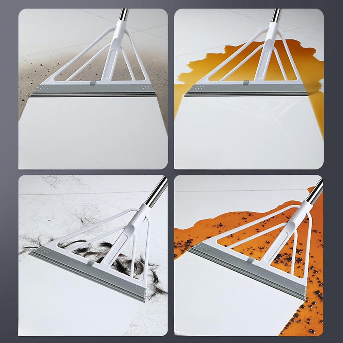 2 Multifunctional Magic Broom, Glass Cleaning Rubber Squeegee Broom, Floor Cleaning Silicone Broom, for Living Room, Kitchen, Bathroom, Easily Cleans Window Glass (Gray