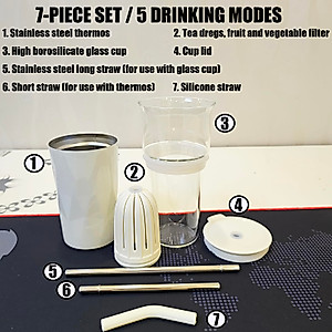 YULUDZSW 20oz Tumbler With Lid,Stainless Steel Vacuum Insulated Double Wall Travel Tumbler,High Borosilicate Glass Coffee Cup Smoothie Cup,3-In-1creativity Insulated Cup, For Gift Giving,Home, Office