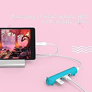 SJYDQ 4 in 1 Cute Pet-Shape HUB for MAC Notebook Aluminum Alloy Silicone 100cm Detached Data Cable (Color : Pink)