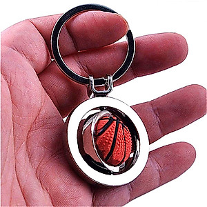 YQIMYIM 3D Rotating Basketball Key Chain Keyring Creative Gifts Accessories