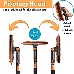 BIRDROCK HOME 60" Extendable Snow Brush with Detachable Ice Scraper for Car | 14" Wide Squeegee & Bristle Head | Size: Truck, Car, SUV, & RV | Aluminum Body with Ergonomic Rubber Grip