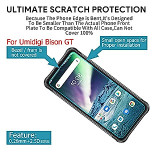 Ytaland for Umidigi Bison GT Case, with 2 x Tempered Glass Screen Protector. (3 in 1) Crystal Clear Silicone Shockproof TPU Bumper Protective Phone Case Cover