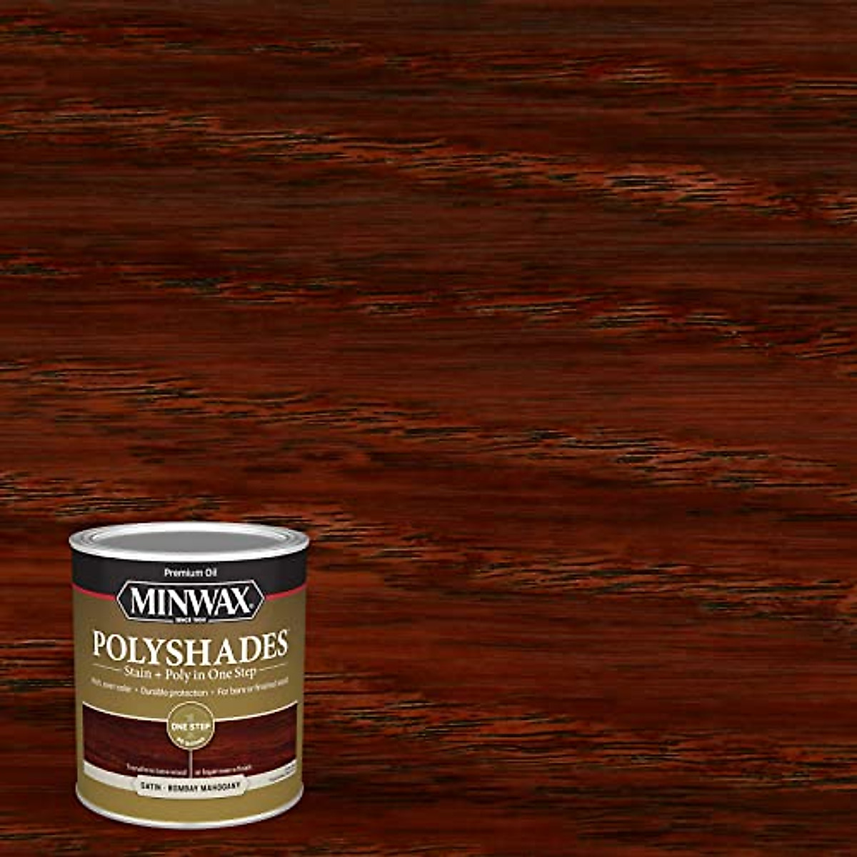 1 qt Minwax 61380 Bombay Mahogany PolyShades Wood Stain And Polyurethane Satin