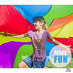 Play Platoon Rainbow Parachute Toy for Kids, Kid Parachute with Handle, 10 ft Play Parachute Game for Kids with 10 Handles, Parachute for Kids, PE Equipment for Elementary School Gym Class, Backyard