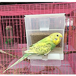 Spill-Proof No-Mess Pet Bird Feeder Parrot Automatic Feeder Seed Food Container Perch Cage Accessories for Budgerigar Canary Cockatiel Finch Parakeet Green Cheek Conures Parrotlets