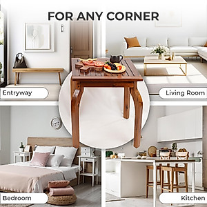 Nabytok 20" Coffee Table 100% Acacia Wood, Farmhouse Side Table, Small Side Tables, Slatted Top, Curve Table Legs, Narrow Nightstand, Wooden End Table for Entrway, Living Room, Bedrooom, Kitchen