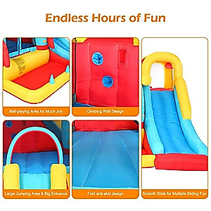 for Kids Rocket Inflatable Castle Activity Air Bounce Room, Parachute Castle with Slide 420D Oxford Cloth 840D Oxford Cloth Jump Surface, Outdoor Family Playground