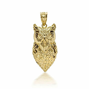 Certified 14k Yellow Gold Lovely Night Owl Animal Charm Pendant
