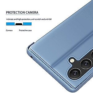 CCSamll Mirror Case for Samsung Galaxy A54 5G Support Wireless Charging, Smart Clear View Cover Thin Ultra with Kickstand Flip Phone Case for Samsung Galaxy A54 5G QH Purple