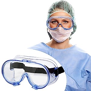 VAKKER Safety Goggles FDA Registered, Z87.1 Safety Glasses Eye Protection-Medical Goggles Fit Over Eyeglasses-Unisex Ultra Clear Protective Glasses Protective Eyewear-Lab Goggles Medical Protection