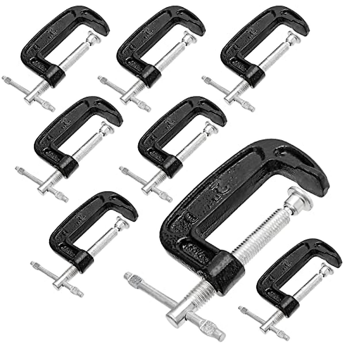 JOIKIT 8 PCS 2 Inch C Clamps Set, Heavy Duty G Clamp with 2 Inch Jaw Opening for Woodworking, Welding, and Metal Working