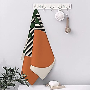 Mid Century Boho Hand Towel Bohemian Abstract Leaves Kitchen Dishes Towels for Shower Pool Beach Spa Gym Yoga Travel