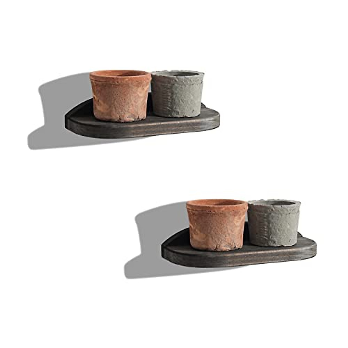 Freezing point Small Floating Shelves for Wall Set of 2 Semicircle Wood Trapezoid 10×4Inch Mini Wall Shelf Decor Plant Display Mounted Kitchen Bathroom Bedroom Corner Decorative Storage Tiny Stand