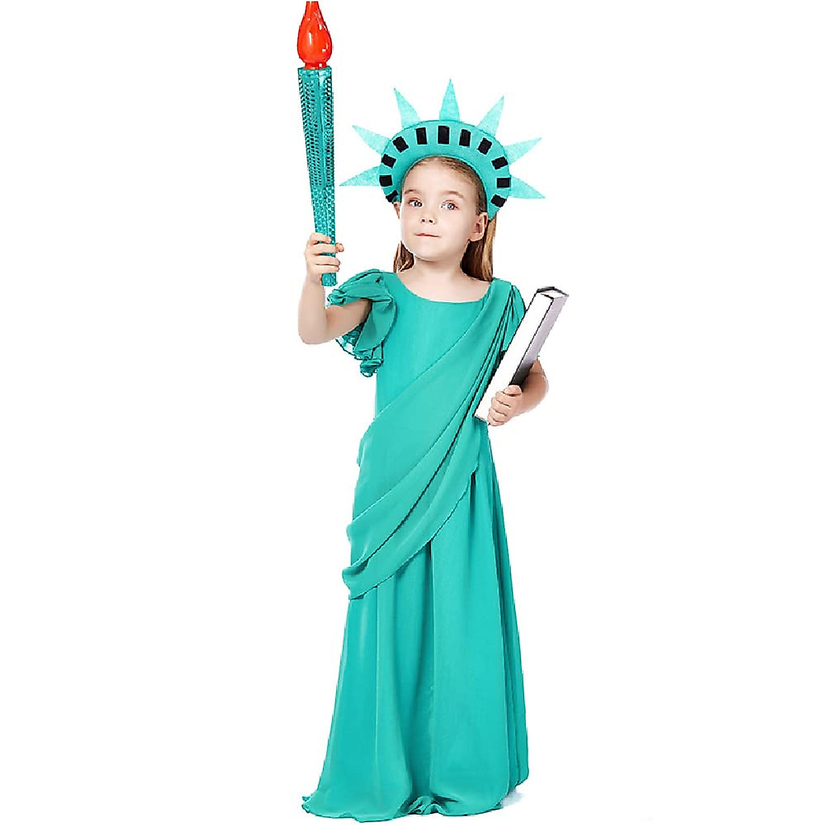 Quenny Halloween Costumes,Children American Statue Of Liberty Cosplay Costumes,Party Ancient Greek Girl Performance Dresses