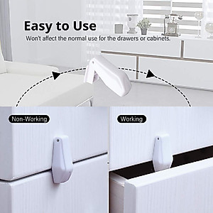 EUDEMON Plastic 8 Pack Kids Proofing Safety Drawer Stoppers Baby Safety Child Proofing Drawer Pinch Guards Easy to Install no Tools Need or Drill (White)