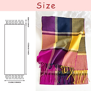 Women's Scarf Classic Tassel Plaid Super Soft Classic Cashmere Feel Fall Winter Scarves Tartan Warm Chunky Wrap Shawl