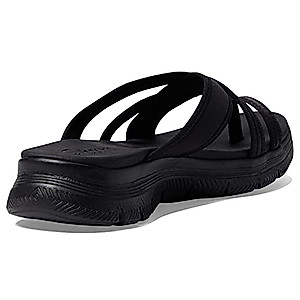 Skechers Women's Flex Appeal 4.0-Startup 3.0 Sport Sandal, Black/Black, 7