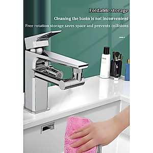 Timnamy Faucet Attachment, 1440° Extendable Robotic Arm Faucet, 2 Mode Multi Angle Rotating Faucetfor Kitchen Bathroom Sink with Height Adjustment and Splash Prevention (Black)