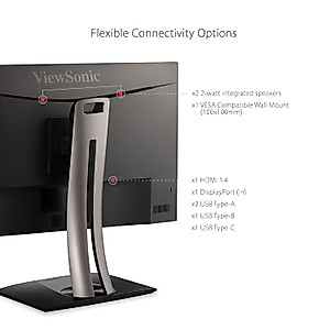 ViewSonic VP2756-2K 27 Inch IPS 1440p Ergonomic Monitor with Ultra-Thin Bezels, Color Accuracy, Pantone Validated, 60W USB C
