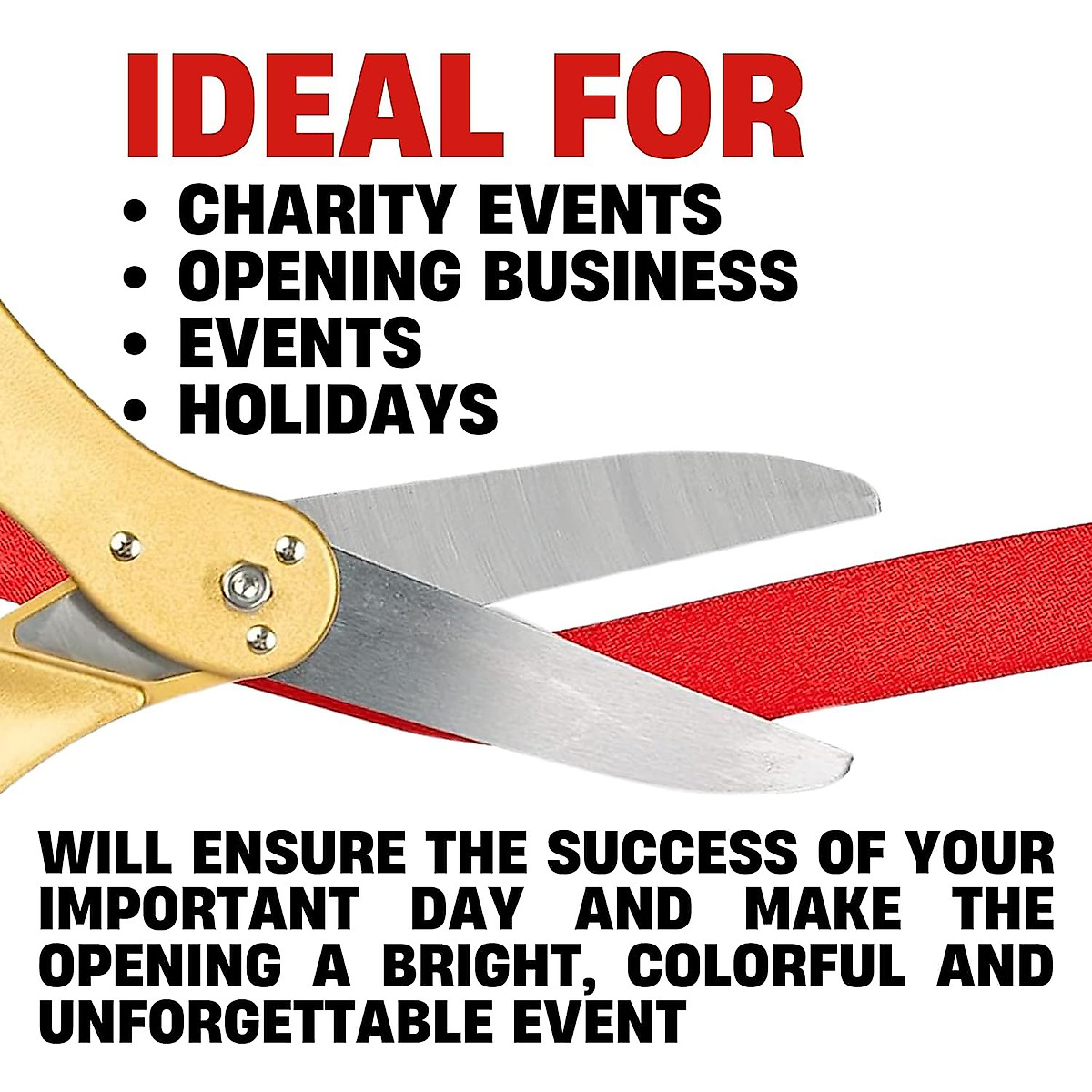 20" Gold Scissors for Grand Opening – Gold Giants Ribbon Cutting Scissors for Special Events Inaugurations and Ceremonies Giant Scissors for Ribbon Cutting Ceremony Heavy Duty Scissors