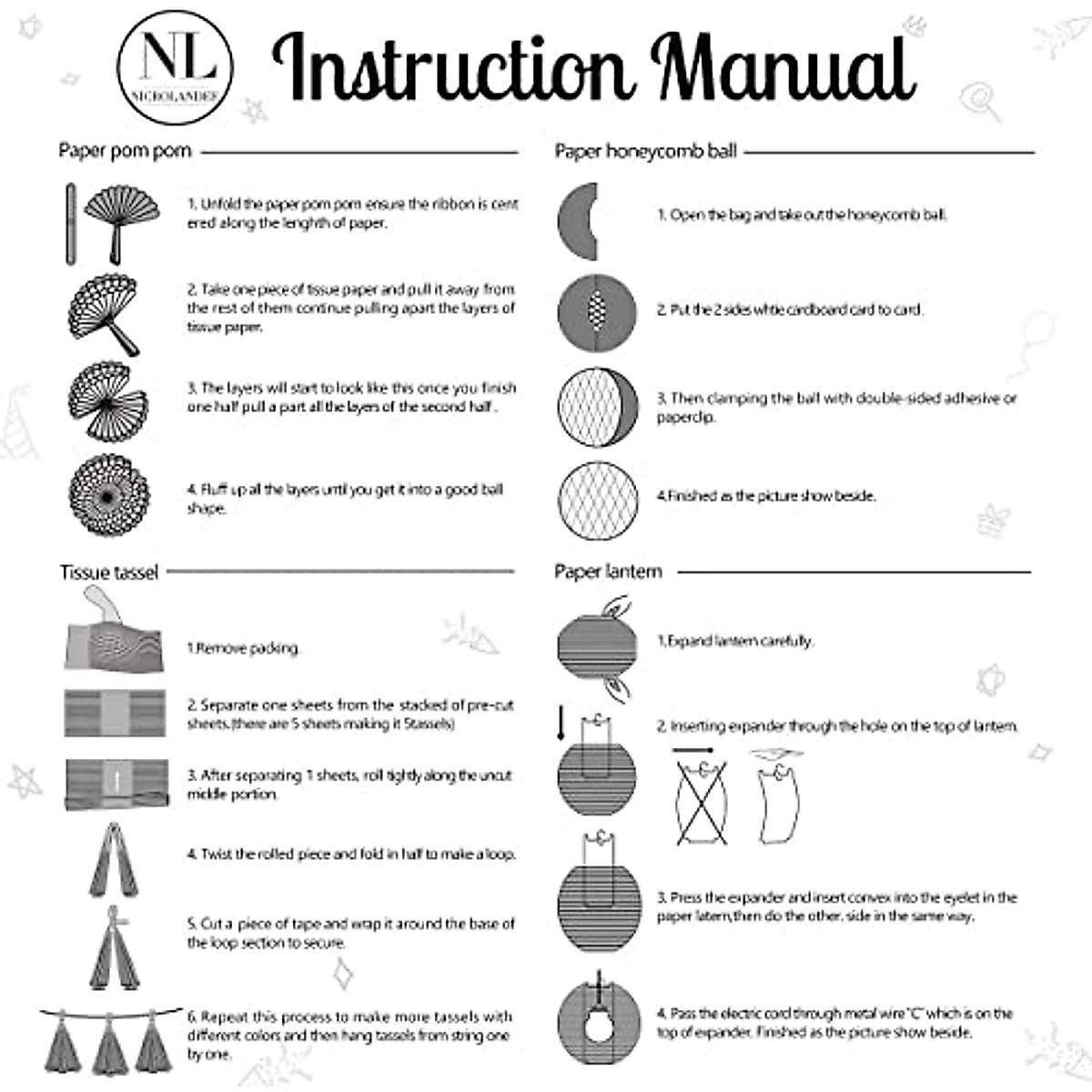 NICROLANDEE 4th of July Decorations, 32PCS Red White Blue Patriotic Party Decor, Flag of Paper, Fans, Pom Poms, USA Party Supplies for Independence Day, Labor Day, Presidents Day