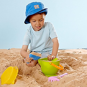 Hape Beach Basics Sand Toy Set Including Bucket Sifter, Rake, and Shovel Toys| Sand Toy Playset for Toddlers 18M+