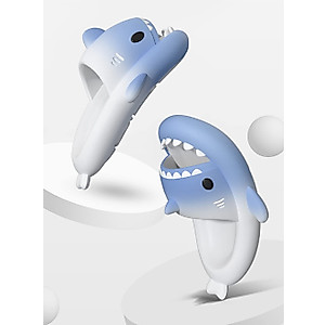 XPKWS Shark Slides for Women and Men Unisex Cloud Slippers Adult Novelty Beach Sandals with Thick Sole (JB-BW,7.5-8 Women/6.5-7 Men,3839)