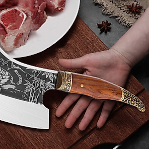 Golden Bird Meat Cleaver Knife Forged Boning Knife Set Carbon Steel Butcher Knife Full Tang Kitchen Knife Set for Home, Resutrant