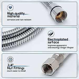 LukLoy 𝟏/𝟐" to 𝟏/𝟒" Nut Stainless Steel Shampoo Bowl Hose for Professional Salon Shampoo Bowl Faucet and Sprayer Head, Sprayer Head Not Included