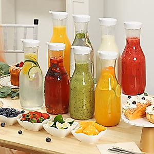 Tomnk 8 Pack 50 Oz Water Carafe with Flip Top Lid, Plastic Heavy Duty Water Containers, Mimosa Bar Beverage Pitcher for Juice, Water, Tea, Milk, Lemonade and Other Beverages